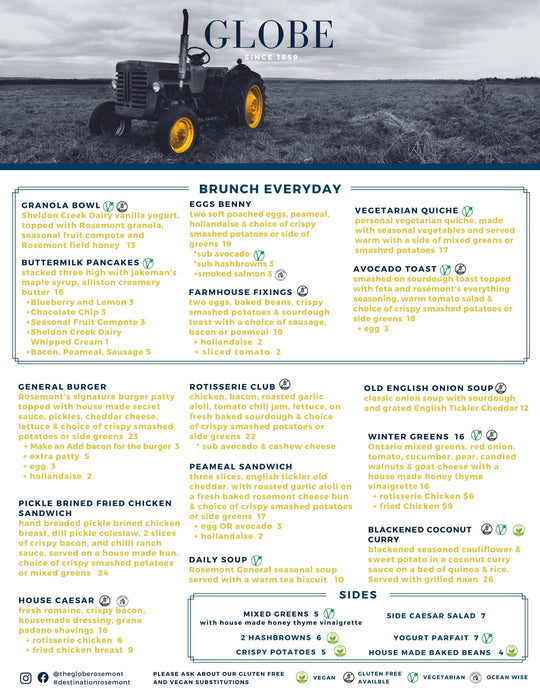 The Globe Menus – Rosemont General Store and Kitchen