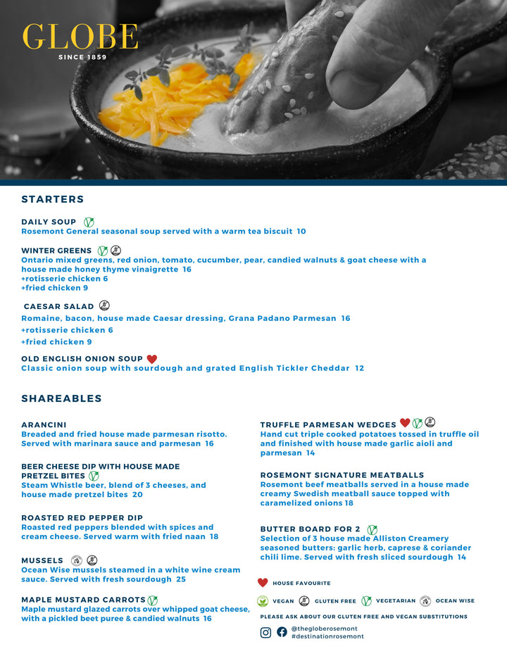 The Globe Menus – Rosemont General Store and Kitchen
