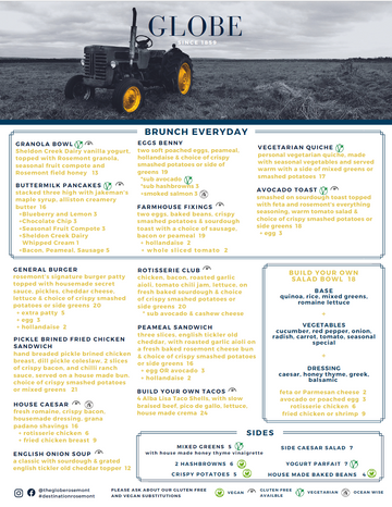 The Globe Menus – Rosemont General Store and Kitchen