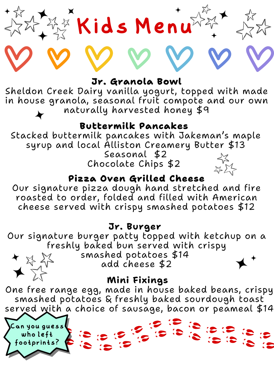 The RGS Menus – Rosemont General Store and Kitchen